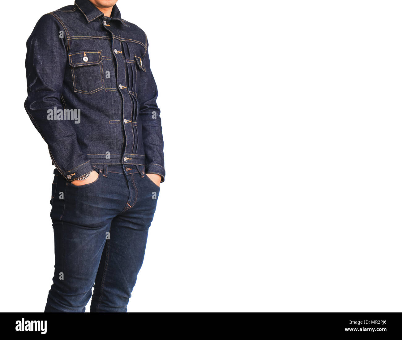 Close up denim jacket Cut Out Stock Images & Pictures - Alamy