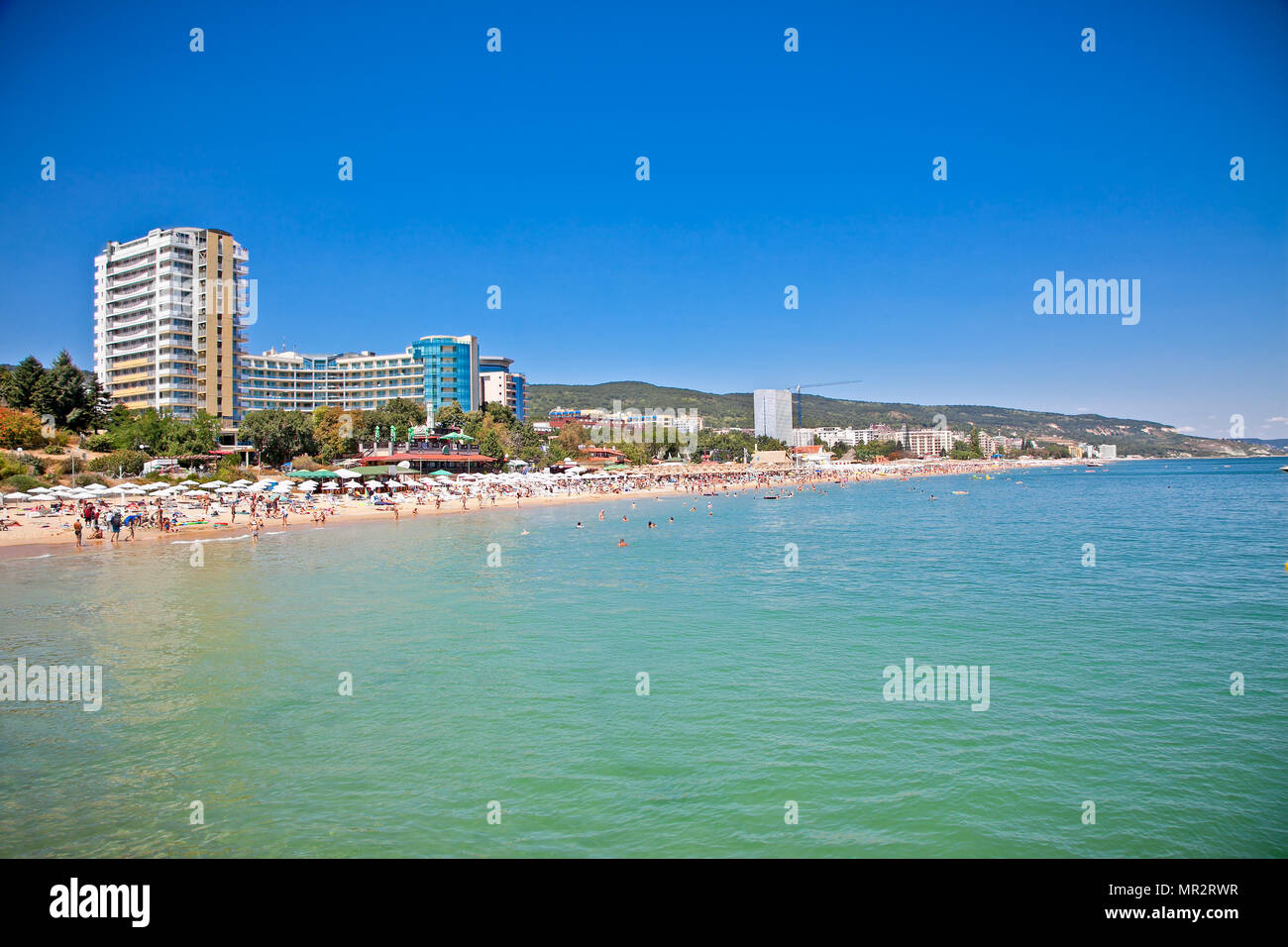 Panoramic view on Varna beach on Black sea in Bulgaria Stock Photo - Alamy