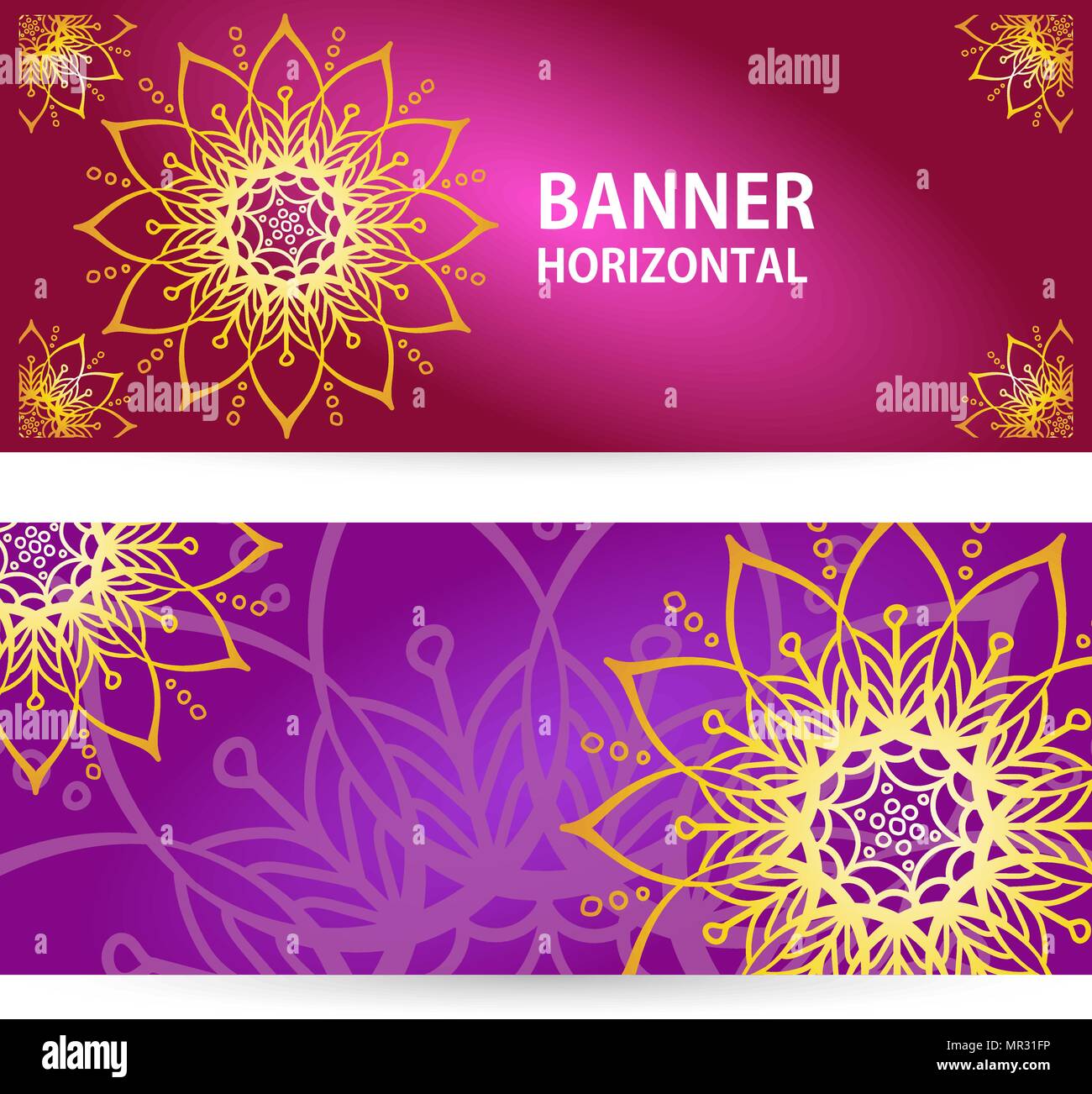 colored Horizontal banners with Oriental motifs Stock Vector Image ...
