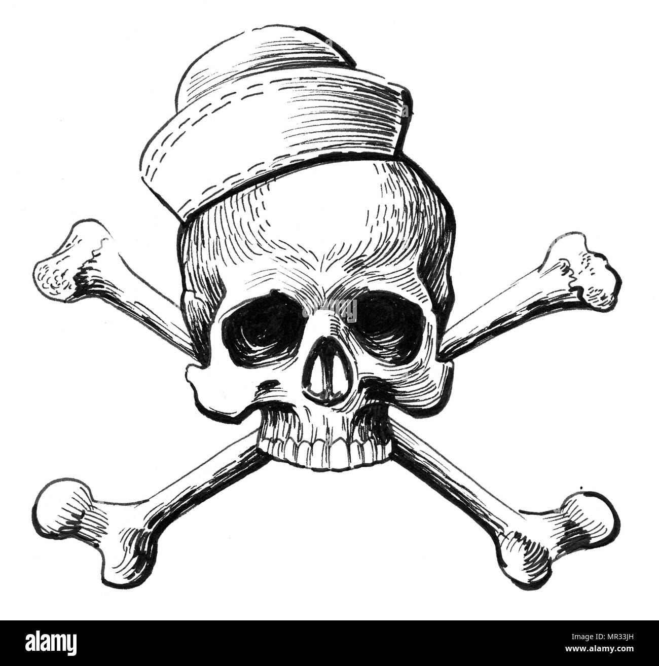 Dead sailor. Ink black and white drawing Stock Photo - Alamy