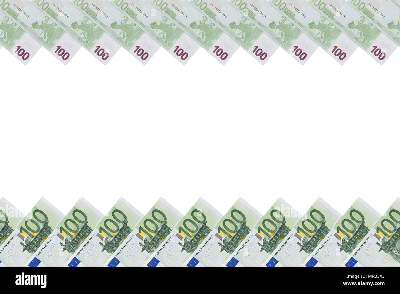 100 Euro banknotes frame. Money frame of Euro banknotes isolated on ...