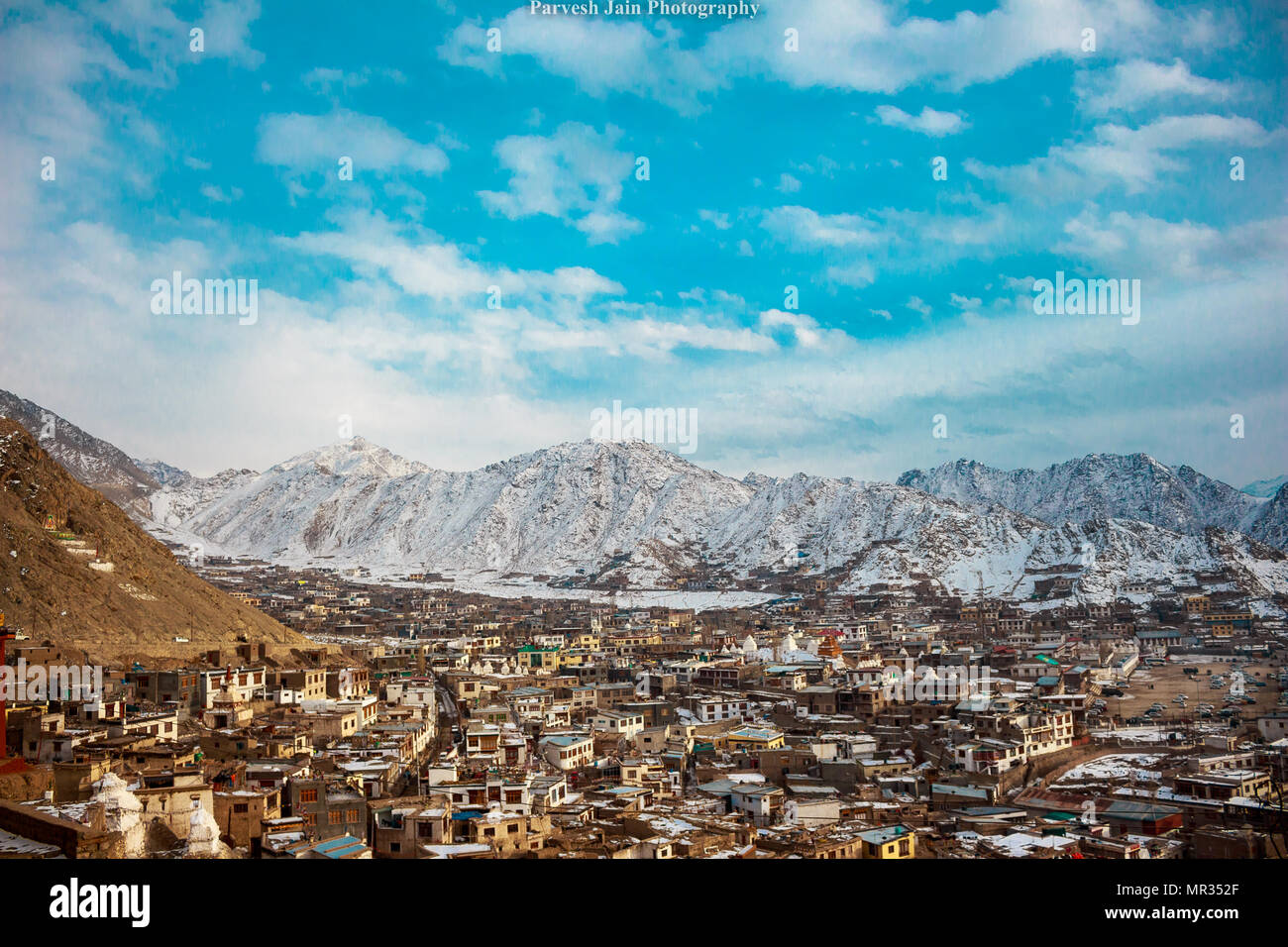View of leh city from leh palace hi-res stock photography and images ...