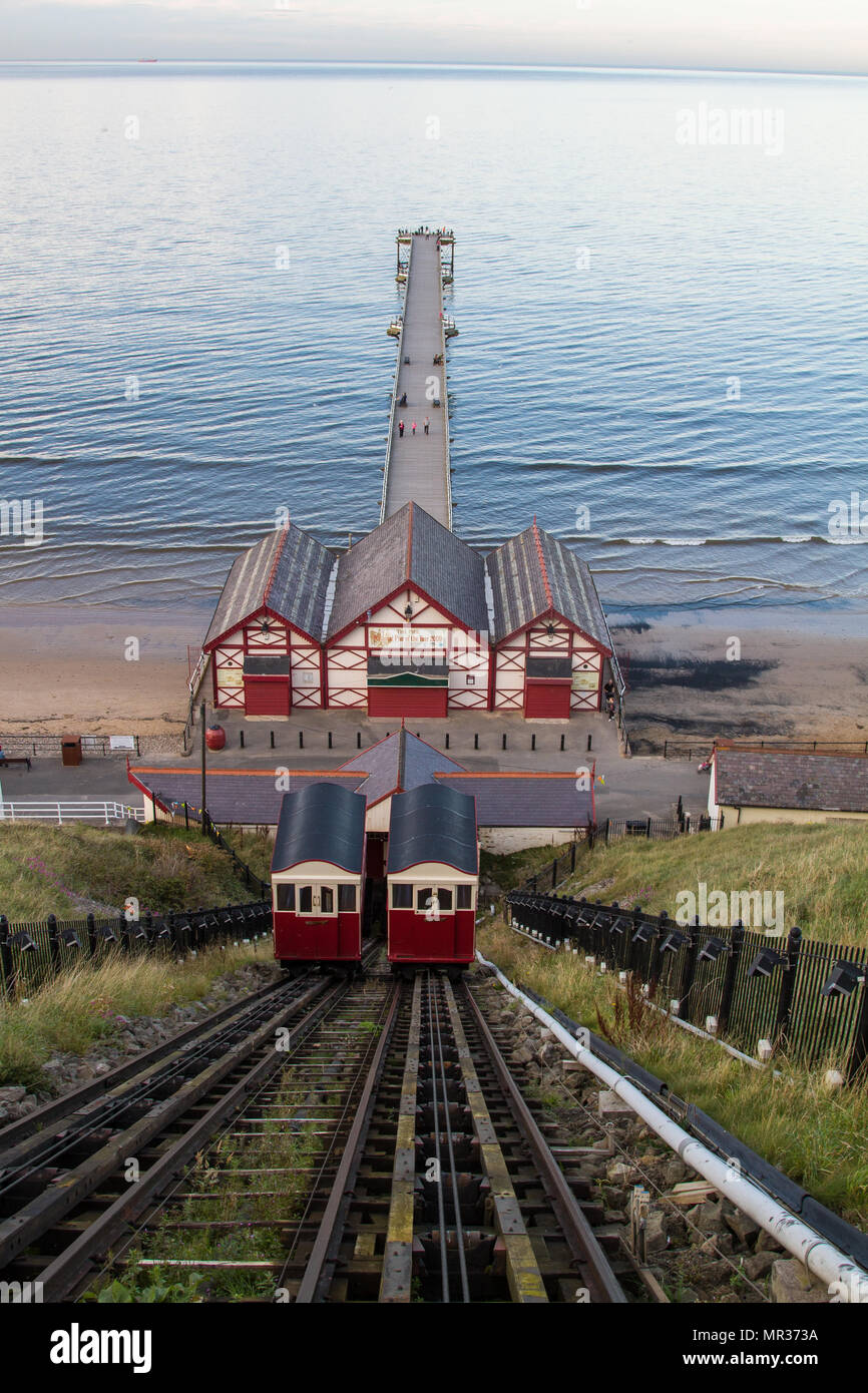 Saltburn-by-the Sea Victorian Cliff Tramway & Iron Pier Stock Photo - Alamy