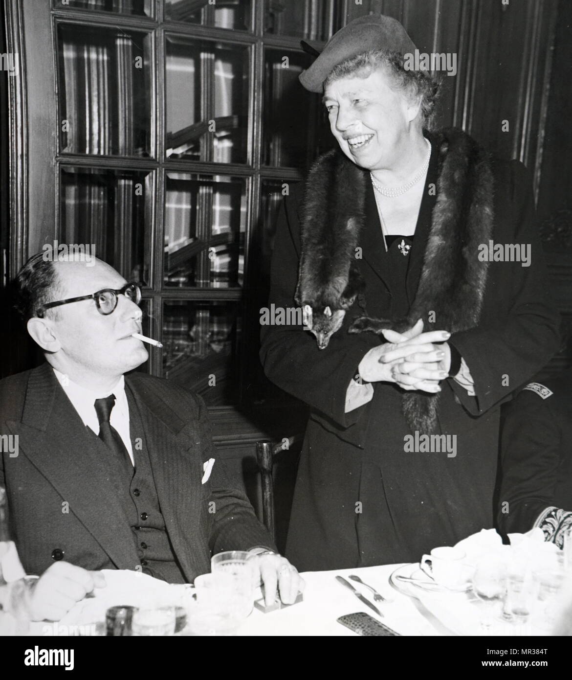 Photograph of Eleanor Roosevelt with French politician Maurice Schumann ...