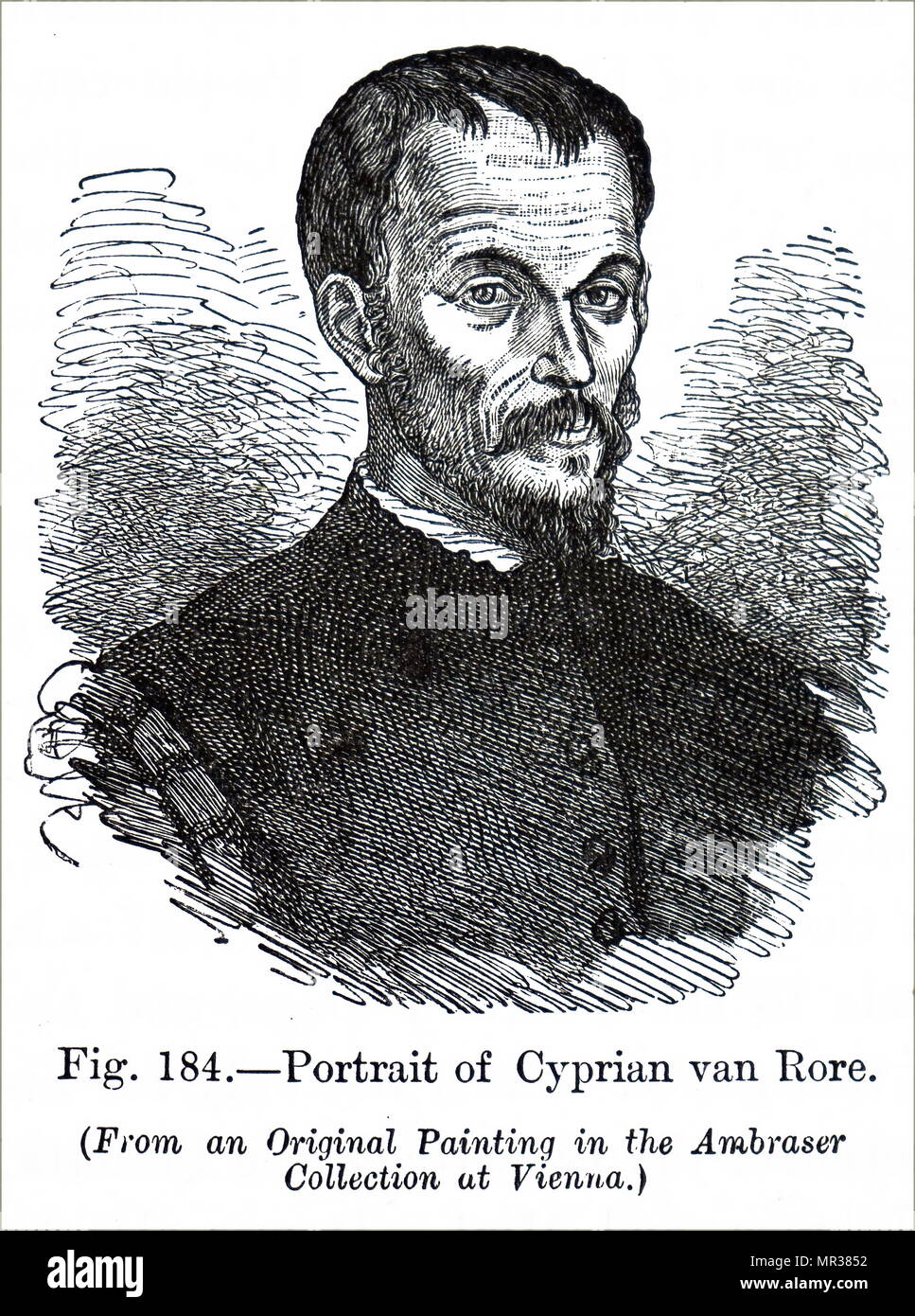 Woodcut portrait of Cyprian Van Rore (1516-1565) a Dutch composer ...