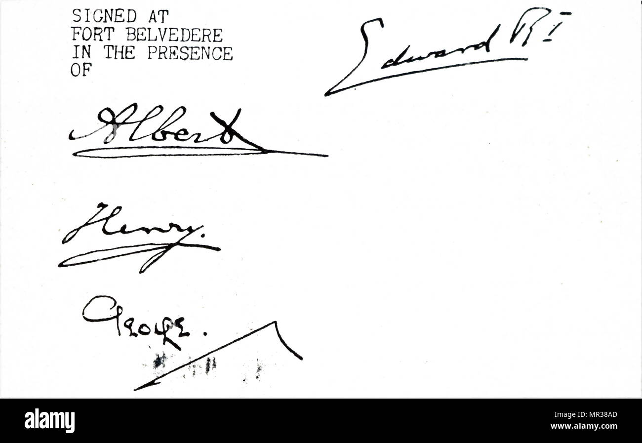 Signatures of His Majesty ("Albert") and his royal brothers, King ...
