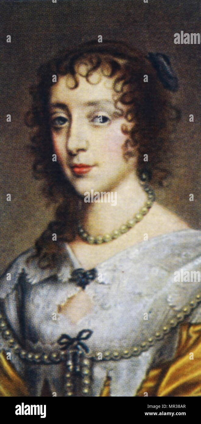 Cigarette card depicting Henrietta Maria of France (1609-1669) queen ...