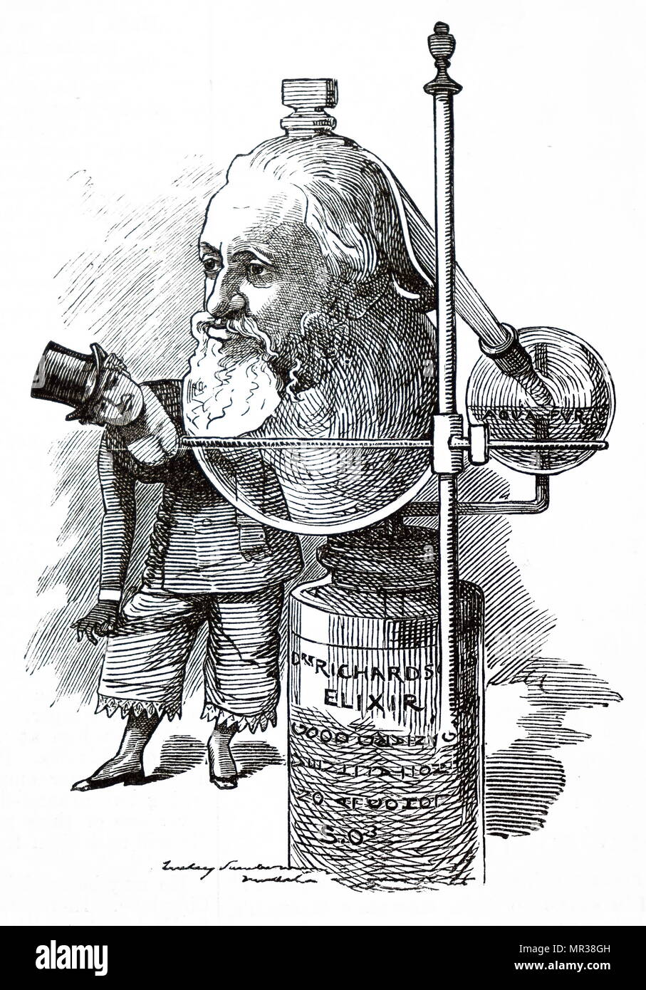 Cartoon depicting Benjamin Ward Richardson (1828-1896) an eminent ...