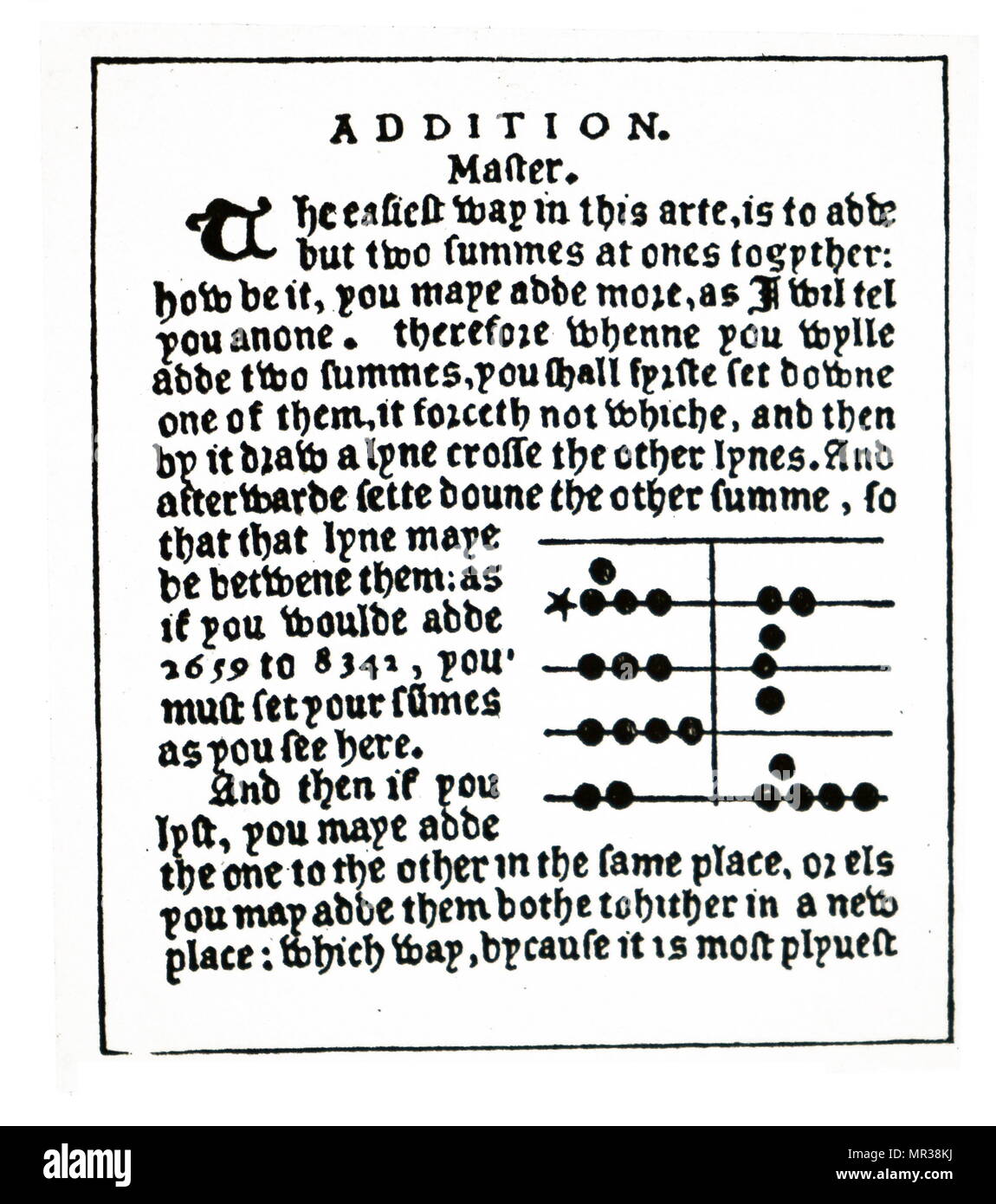 A facsimile page from Robert Recorde's "Ground of Artes". Robert ...