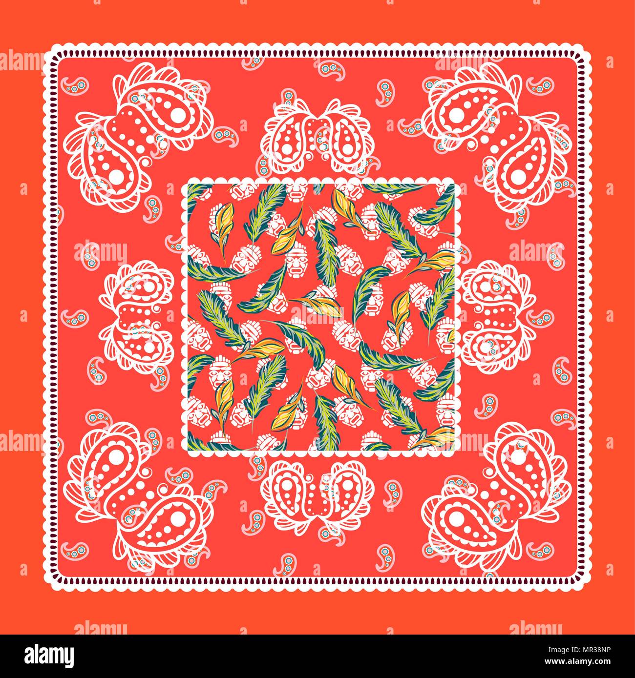 Bandana red silk scarf paisley vector design Stock Vector Image & Art ...