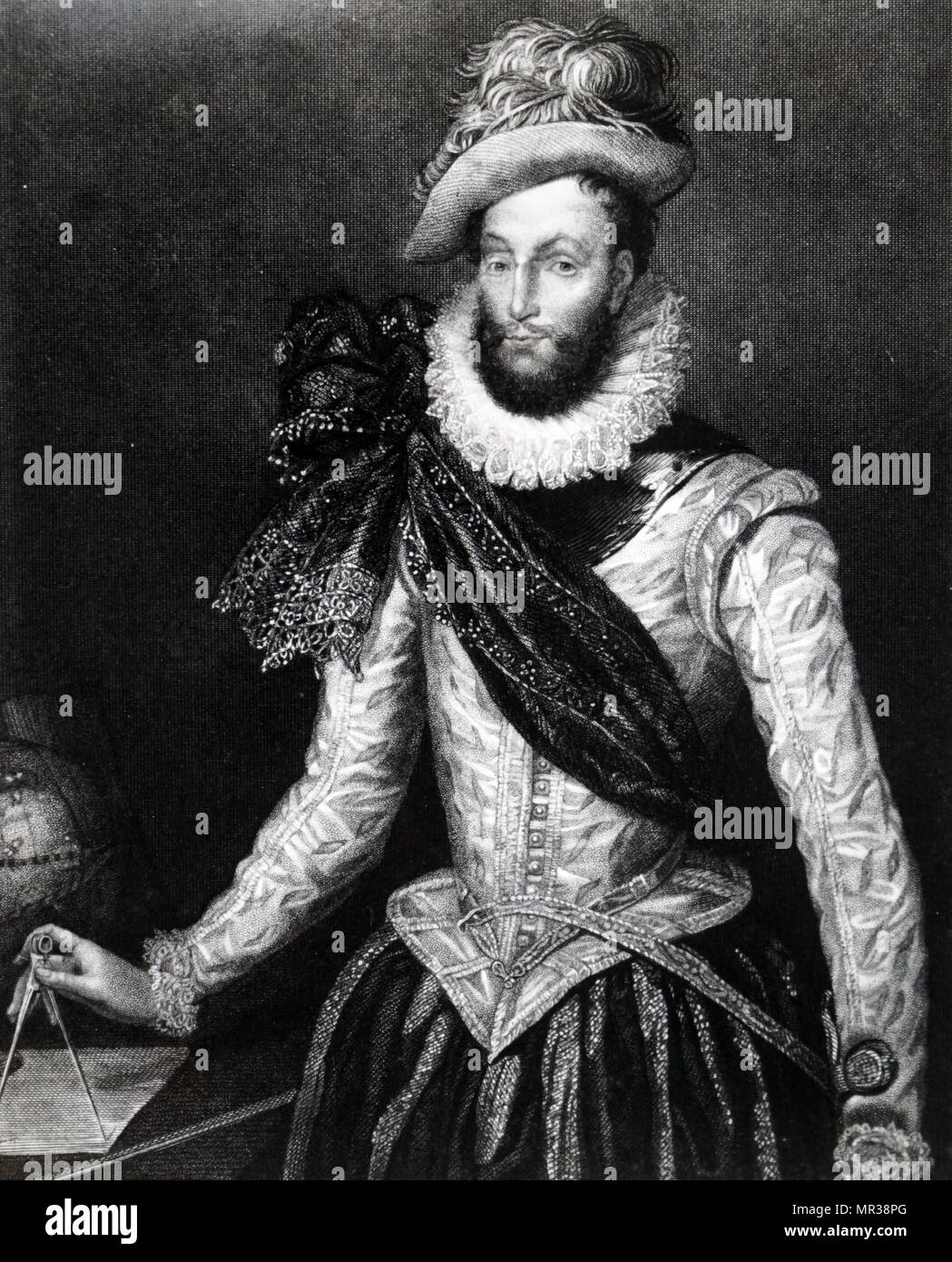 Portrait of Walter Raleigh (1552-1618) an English landed gentleman ...