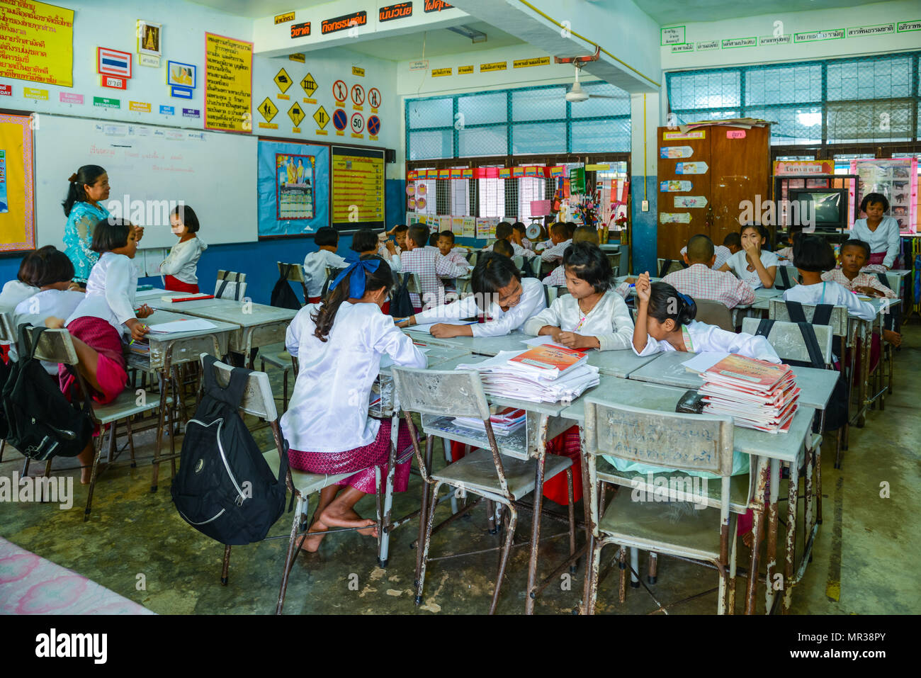Thai Children In Traditional Thai Dresses High Resolution Stock ...