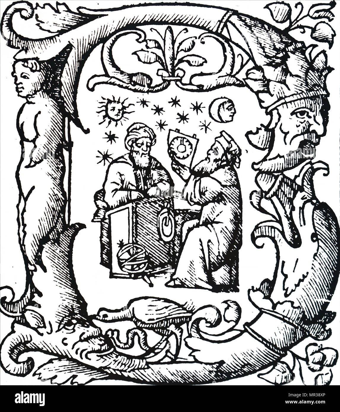 Illumination depicting an Astronomer observing the sky and making ...