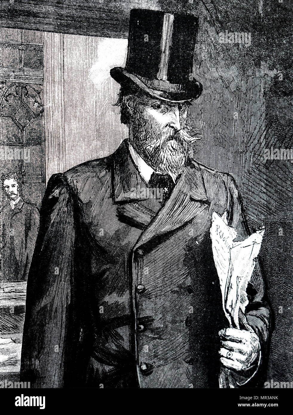 Engraving depicting Charles Stewart Parnell (1846-1891) an Irish ...