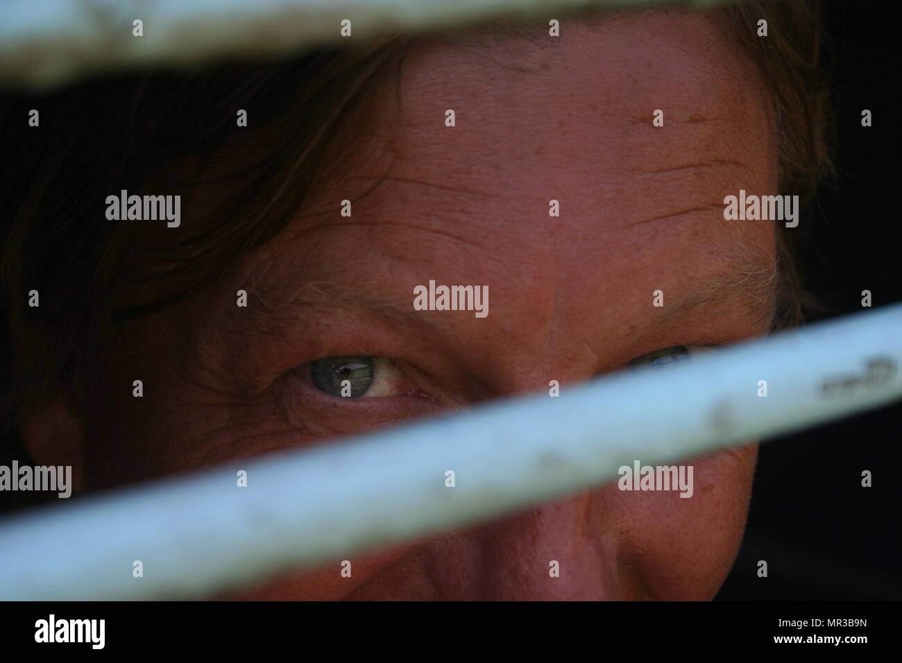 Man Looking through Bars on a Train, India Stock Photo - Alamy