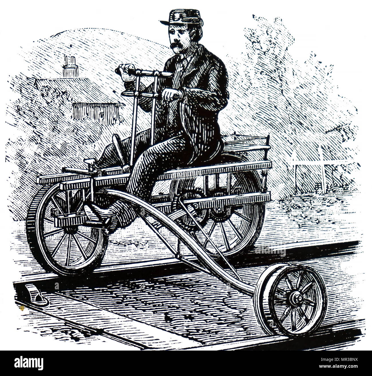 Illustration depicting a tricycle used on the railways round Lake ...