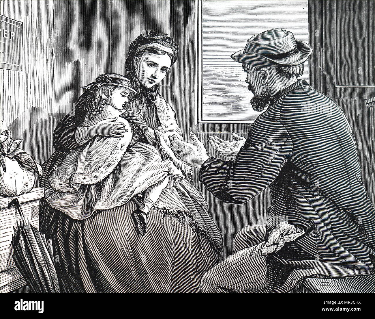 Illustration depicting a working-class family taking a trip to the ...