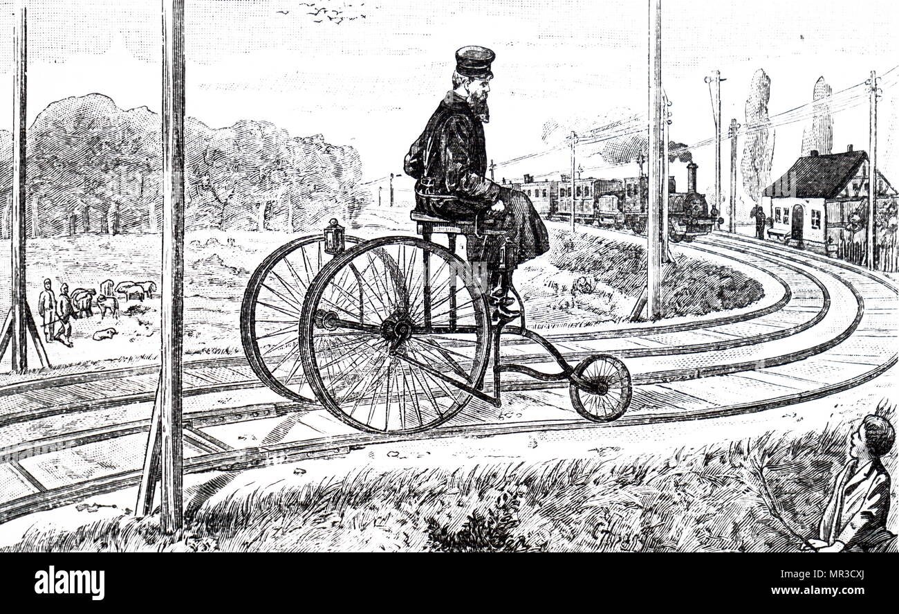 Illustration depicting a tricycle used to carry out track inspections ...