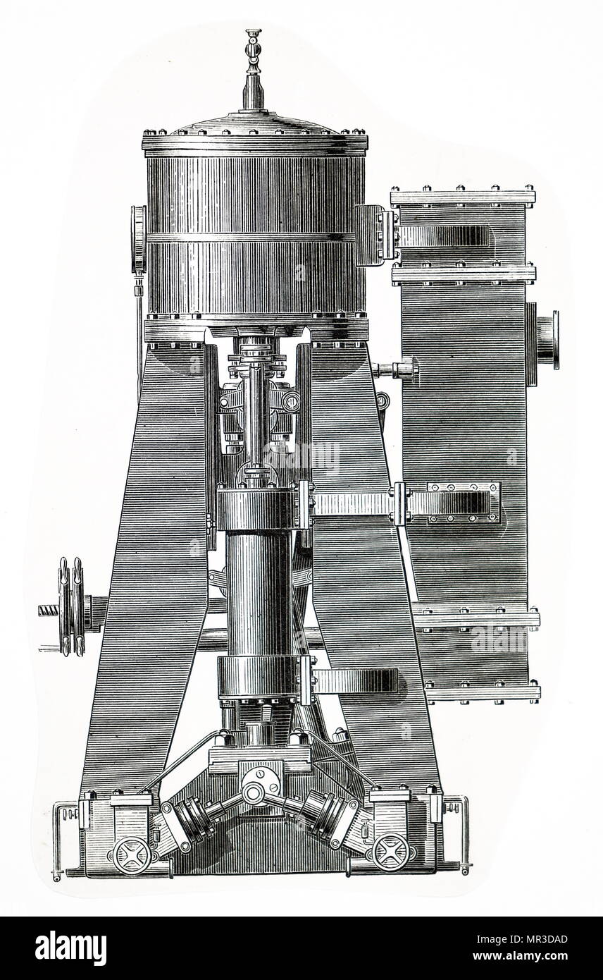Illustration depicting a steam turbine, a device that extracts thermal ...