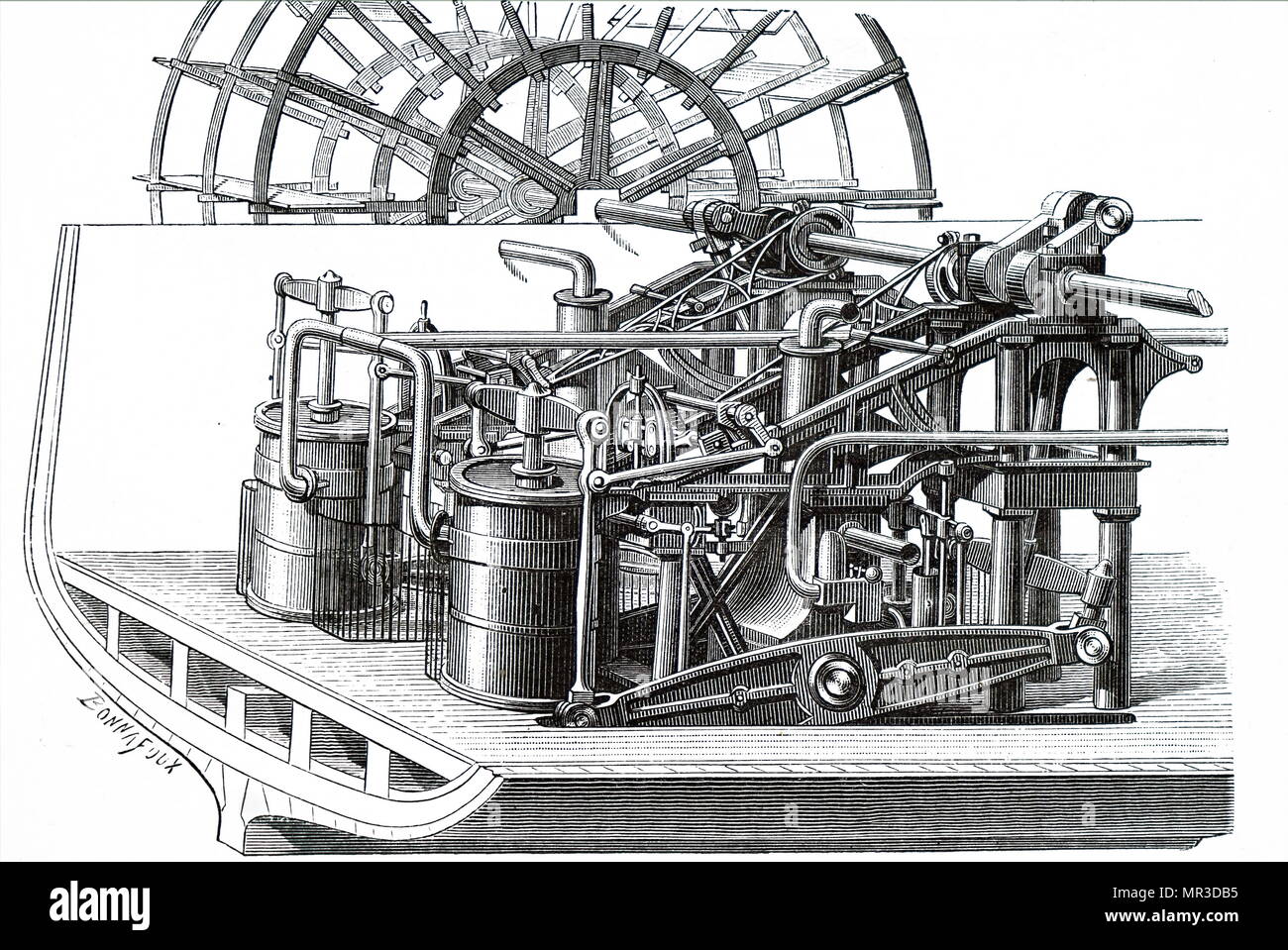 Illustration depicting a slide-lever engine fitted in the paddle ...