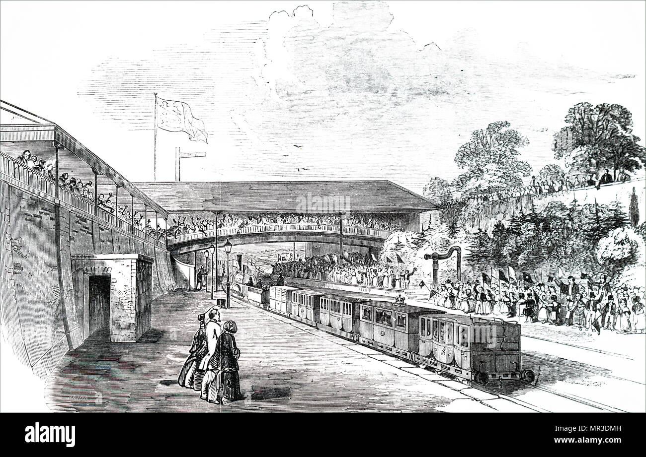 Illustration depicting the royal train leaving Cheltenham on he Queen's ...