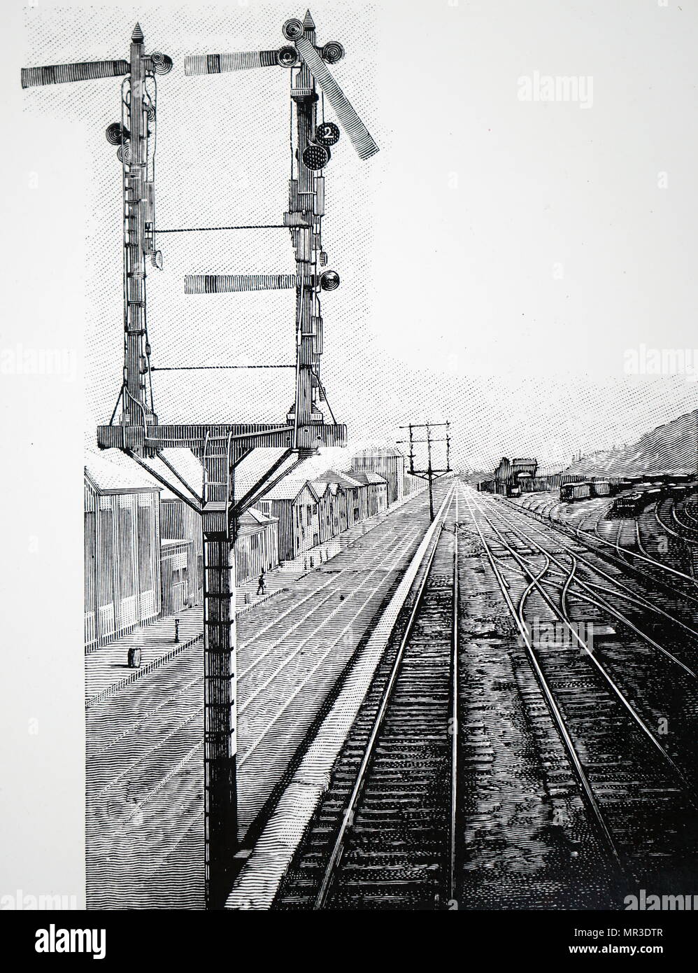Illustration depicting a Semaphore Signal on an American railroad. One ...