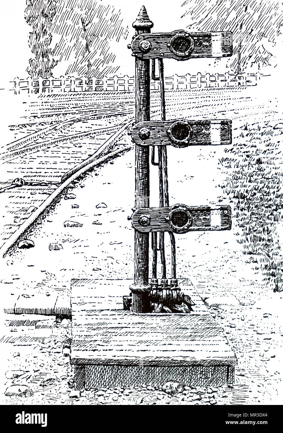 Illustration depicting a Dwarf Semaphore Signal and Split Switch on an ...