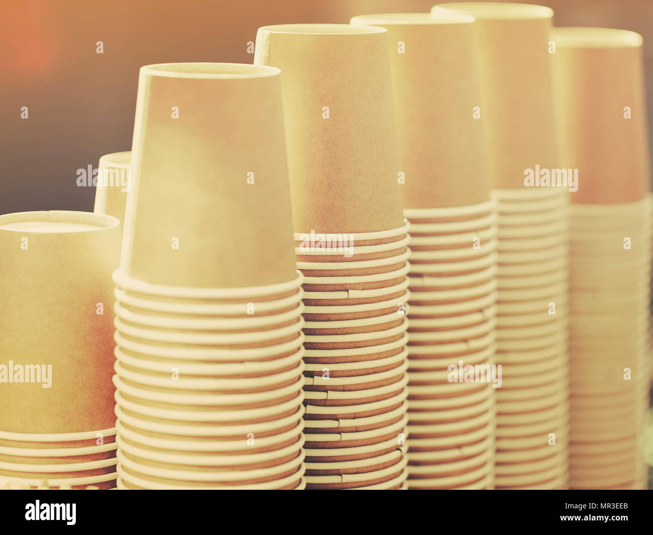 coffee cups stacked in a pile Selected focus Stock Photo - Alamy