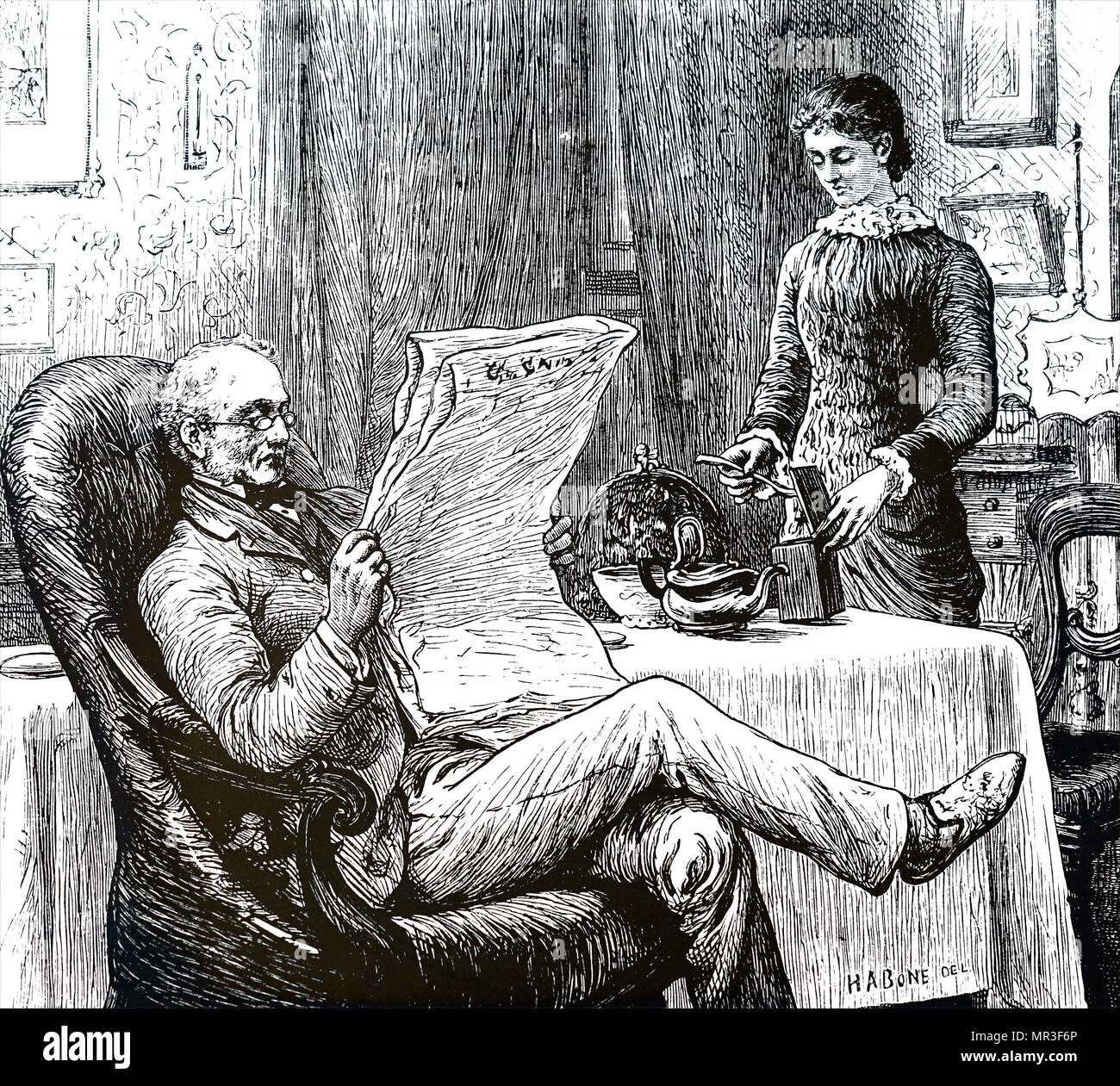 Reading newspaper 19th century hi-res stock photography and images - Alamy