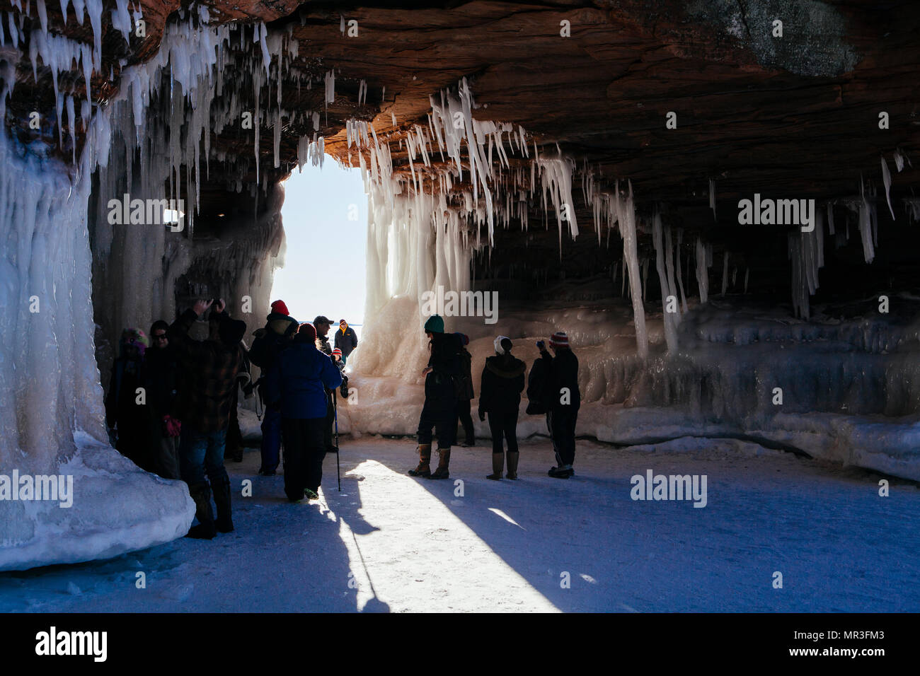 People visit the Apostle Islands National Lakeshore ice caves on a ...