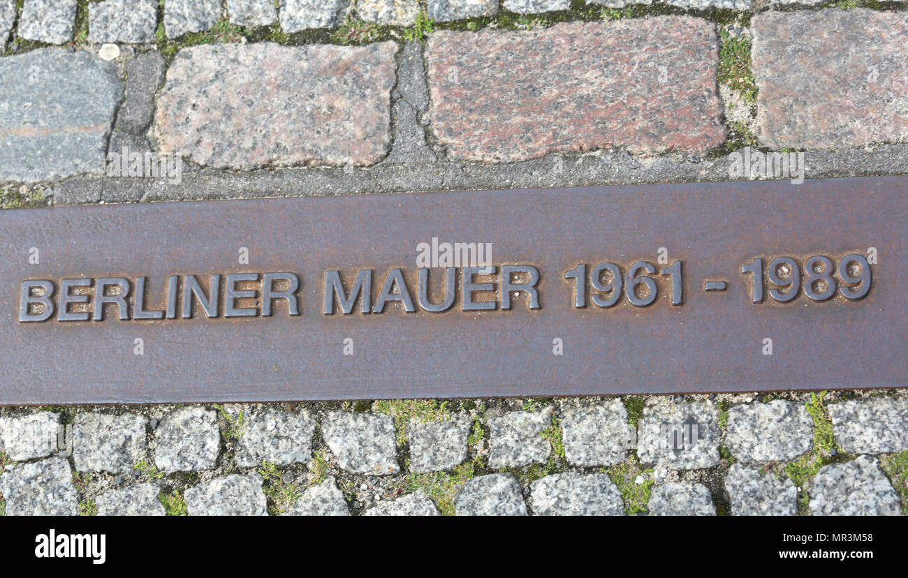 Berlin, Germany - August 17, 2017: Big plaque with text Berliner Mauer ...
