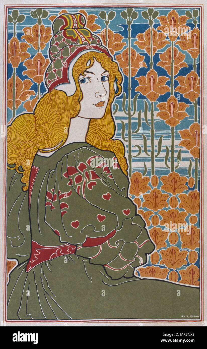 Jane, 1897. colour lithograph by Art Nouveau American artist, Louis ...