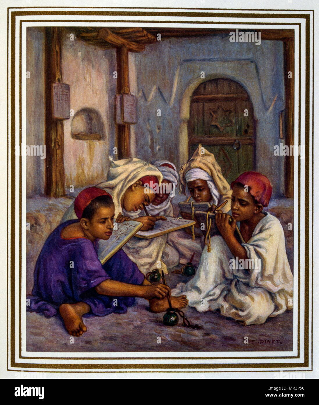 Arab boys learn at school. By Nasreddine Dinet (Alphonse-Etienne Dinet ...