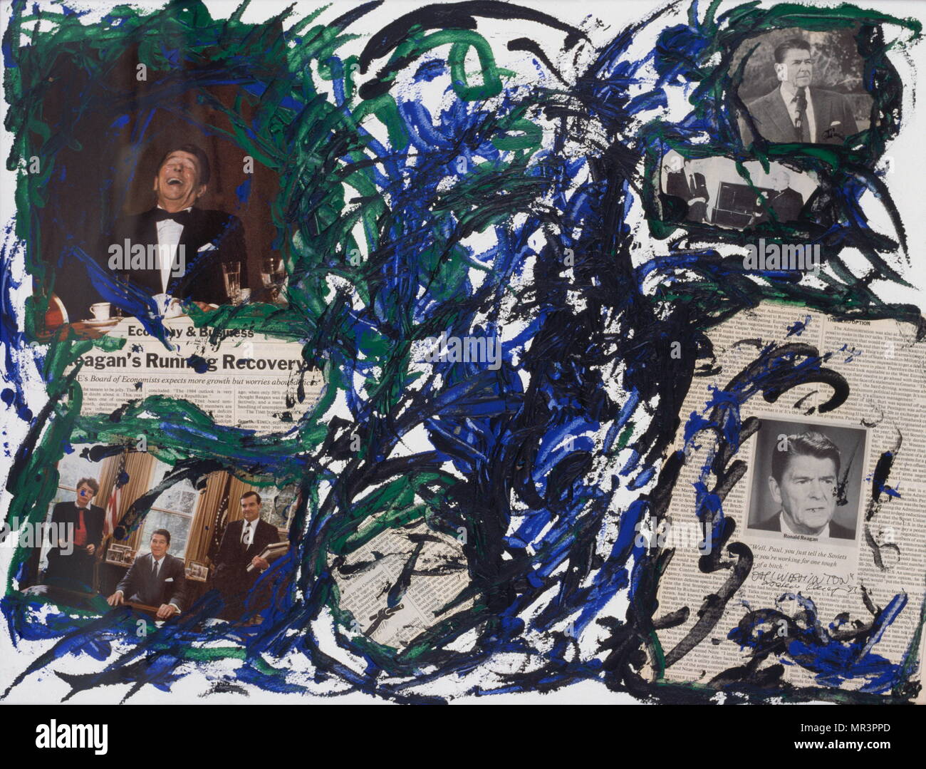 Ronald Reagan 1982, Collage by Norbert Pleief born 1933. French artist ...