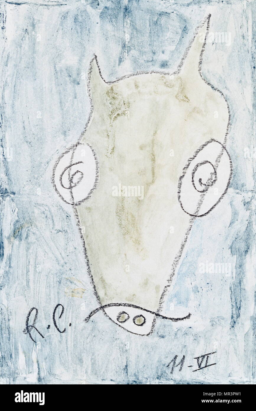 Head of a horse (watercolour), by René Char (1907 – 1988), 20th-century ...