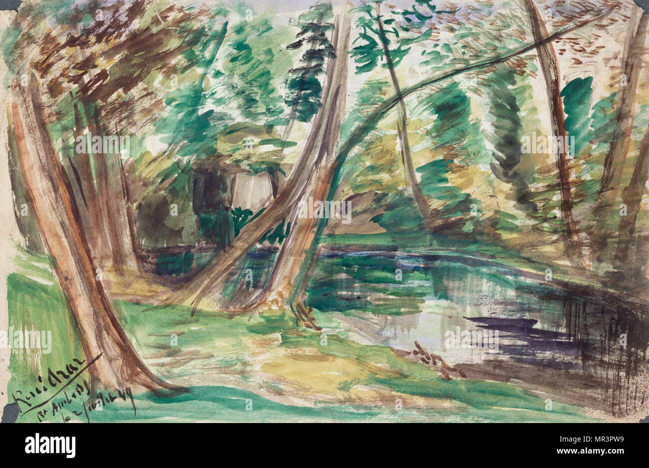Trees by the edge of the water, (watercolour), by René Char (1907 ...