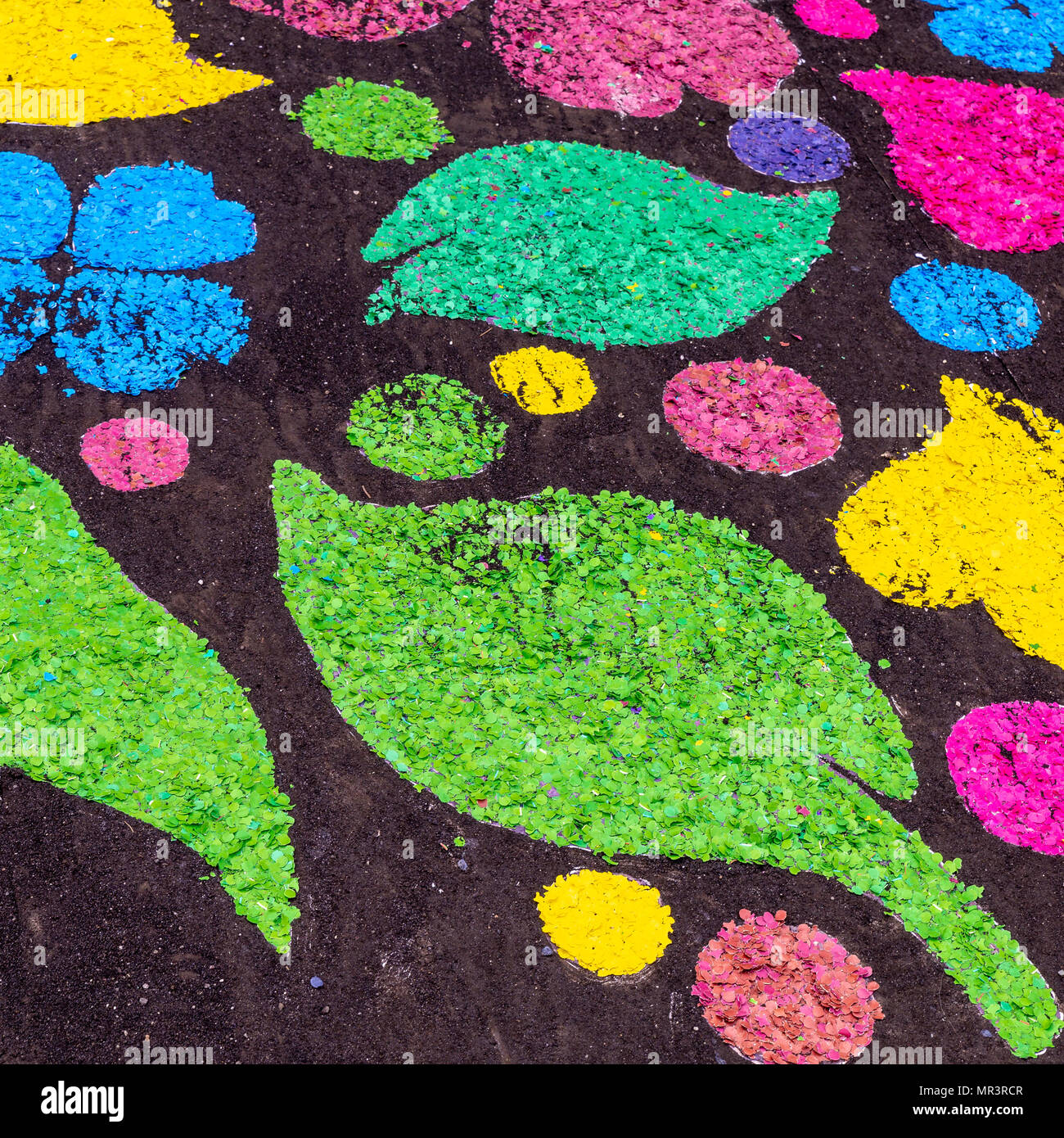 The colored drawings on the ground, useful for background Stock Photo ...