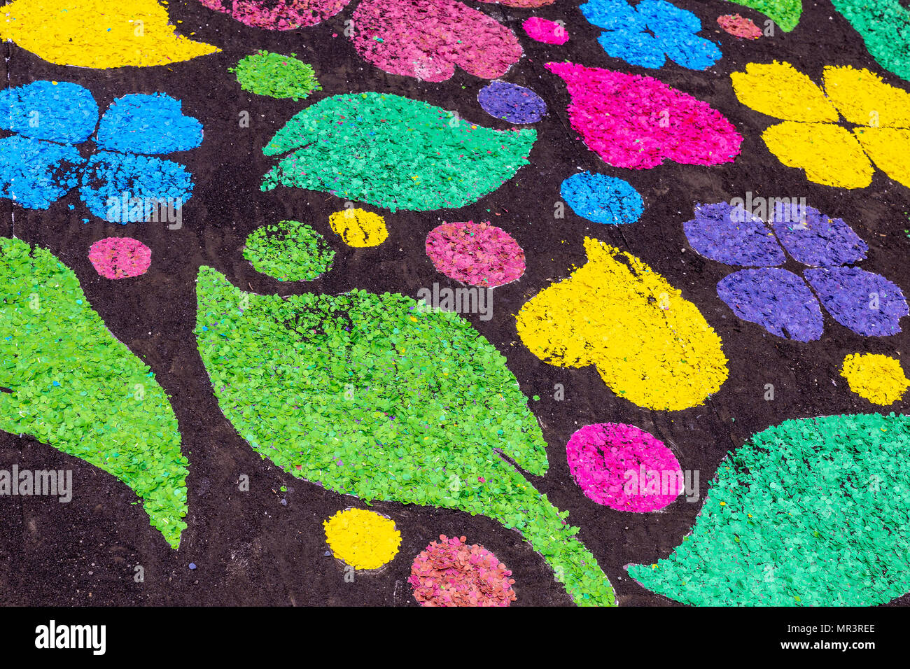 The colored drawings on the ground, useful for background Stock Photo ...