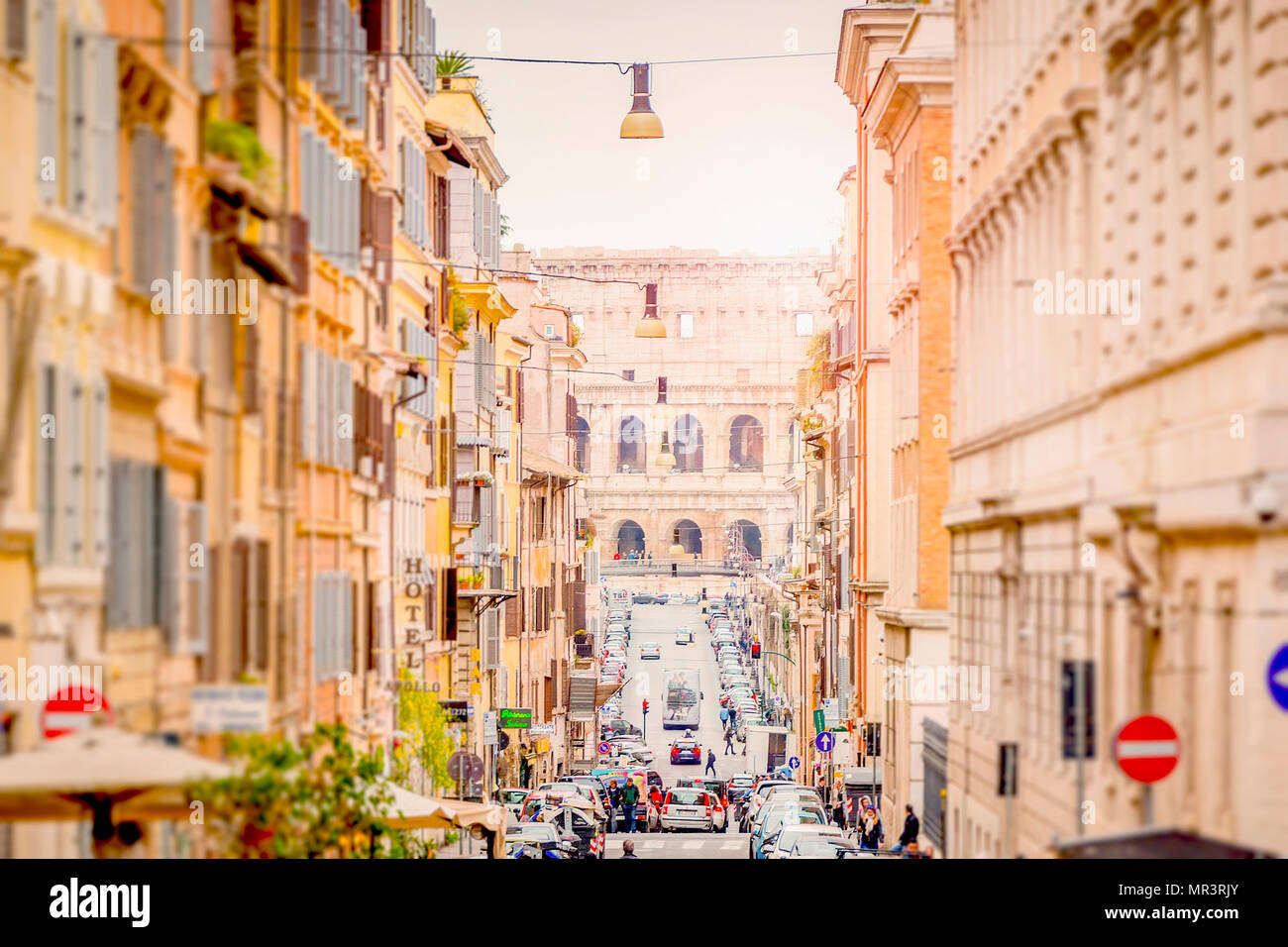 Rome, Italy, March 2017: The Colosseum in Rome at the end of a busy ...