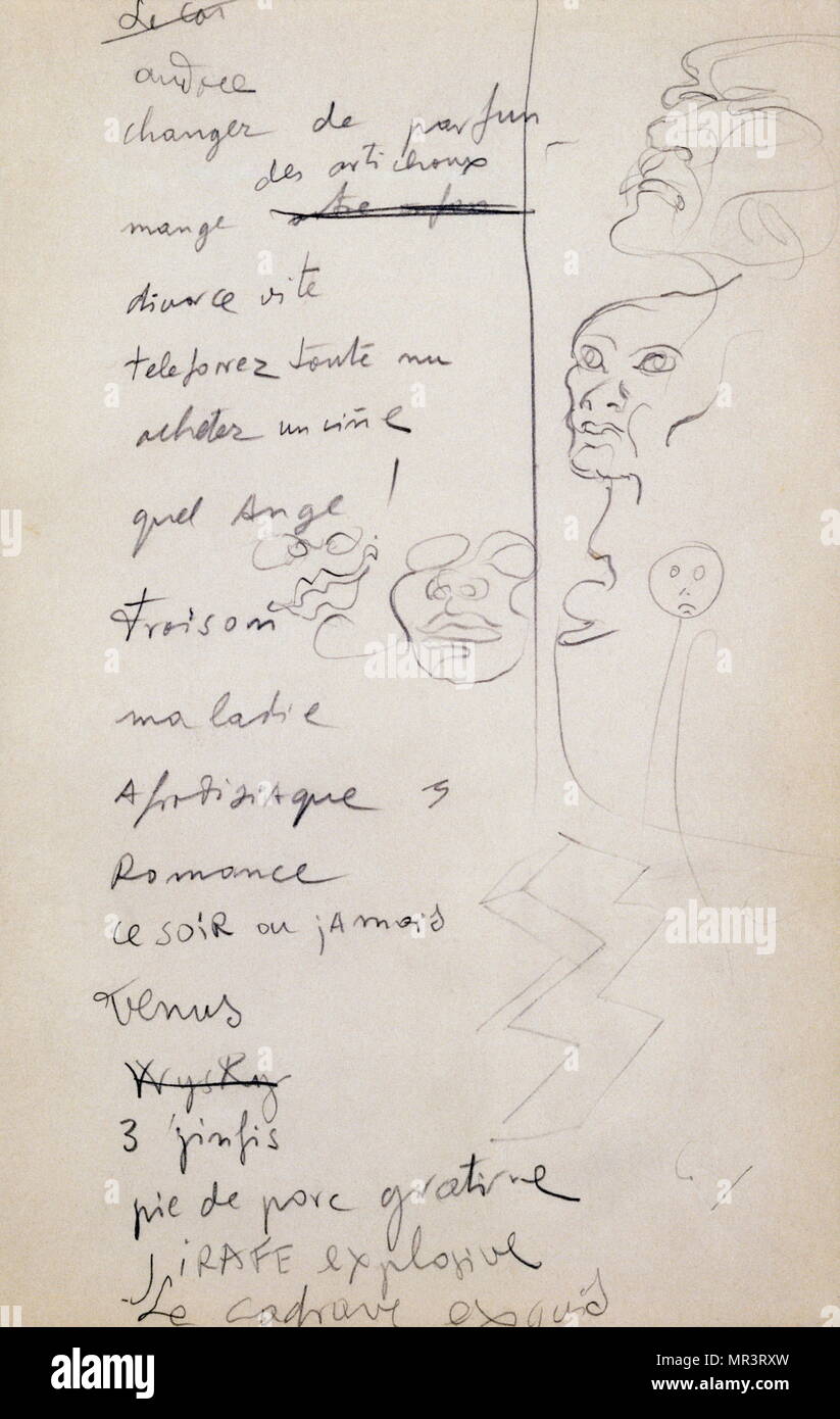 autograph and sketches, 1930 by Salvador Dali (1904-1989) Spanish ...