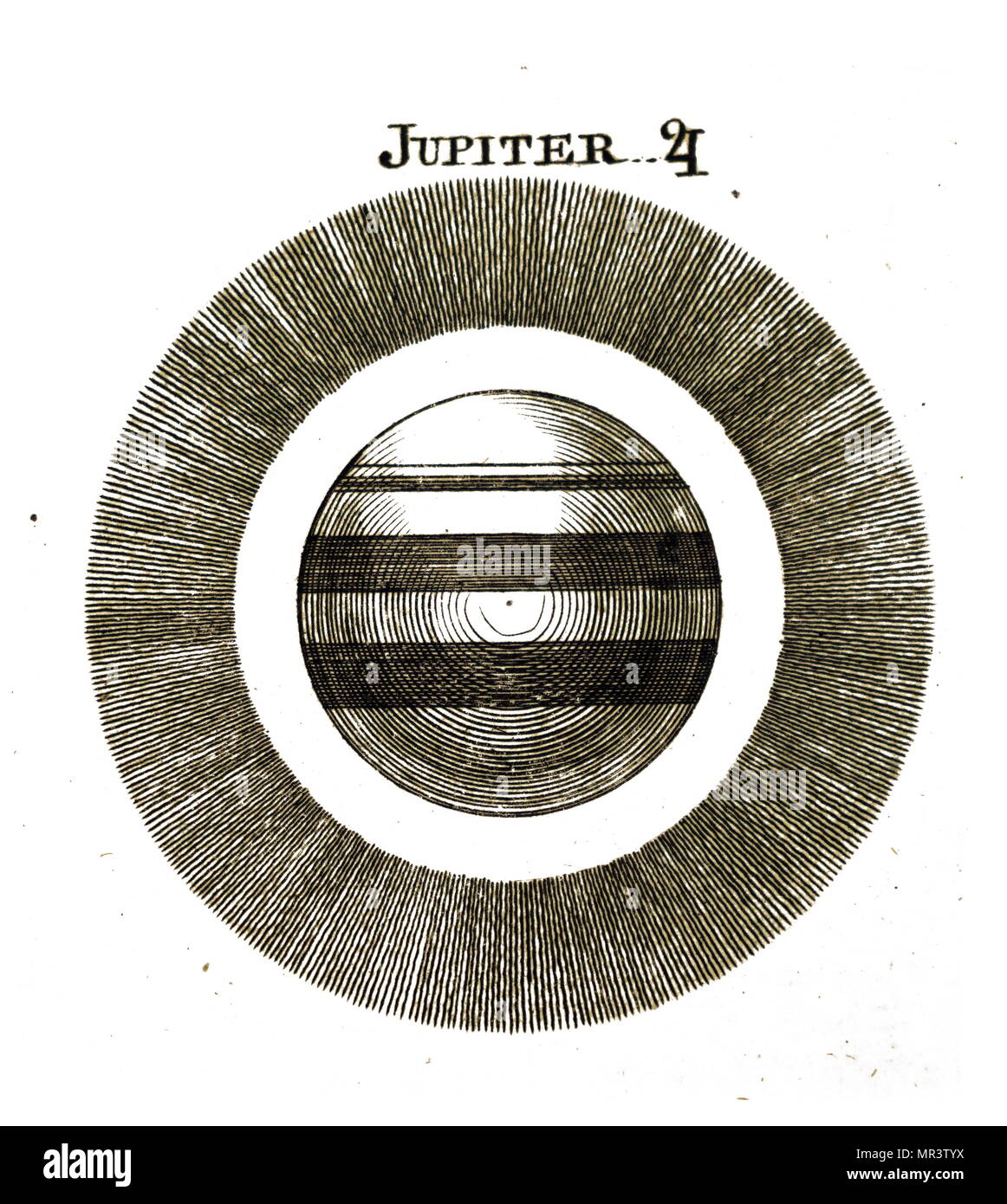 Engraving depicting the planet Jupiter. Dated 18th century Stock Photo ...
