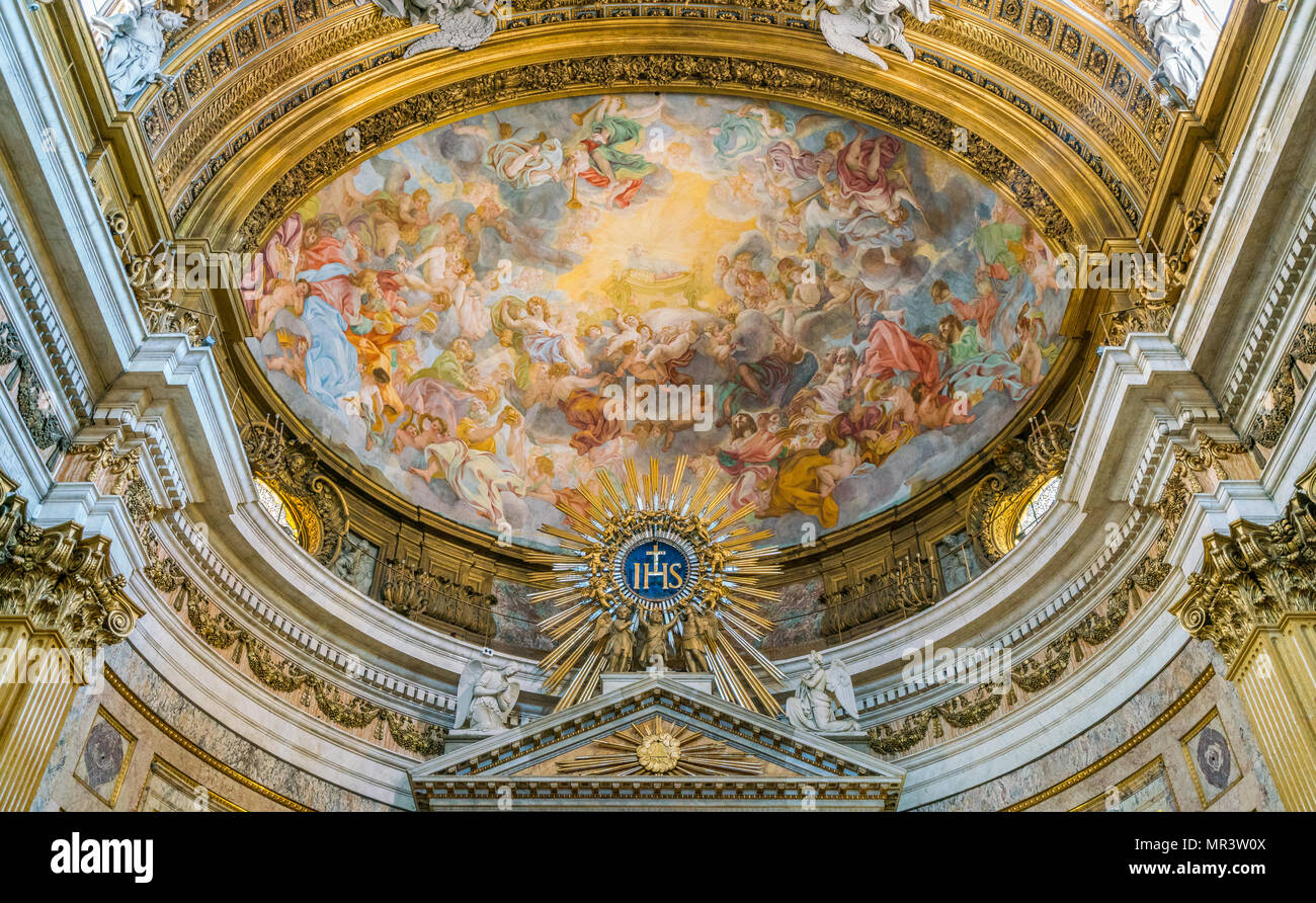 Dome Of The Church Of The Gesu In Rome High Resolution Stock ...