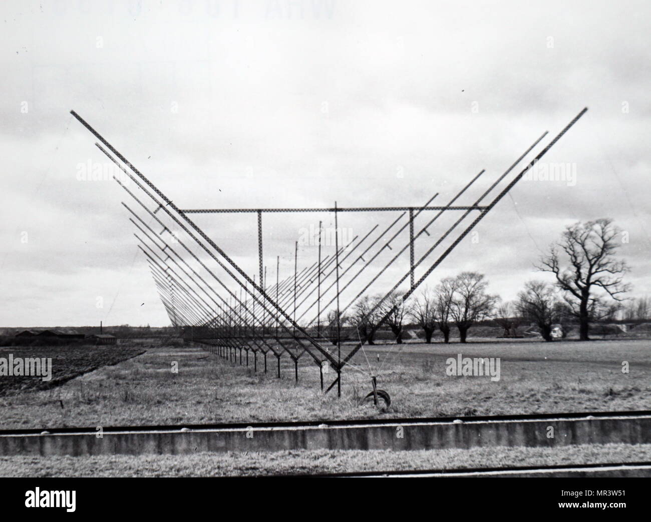 Photograph of a fixed radio interferometer aerial at the Mullard Radio ...