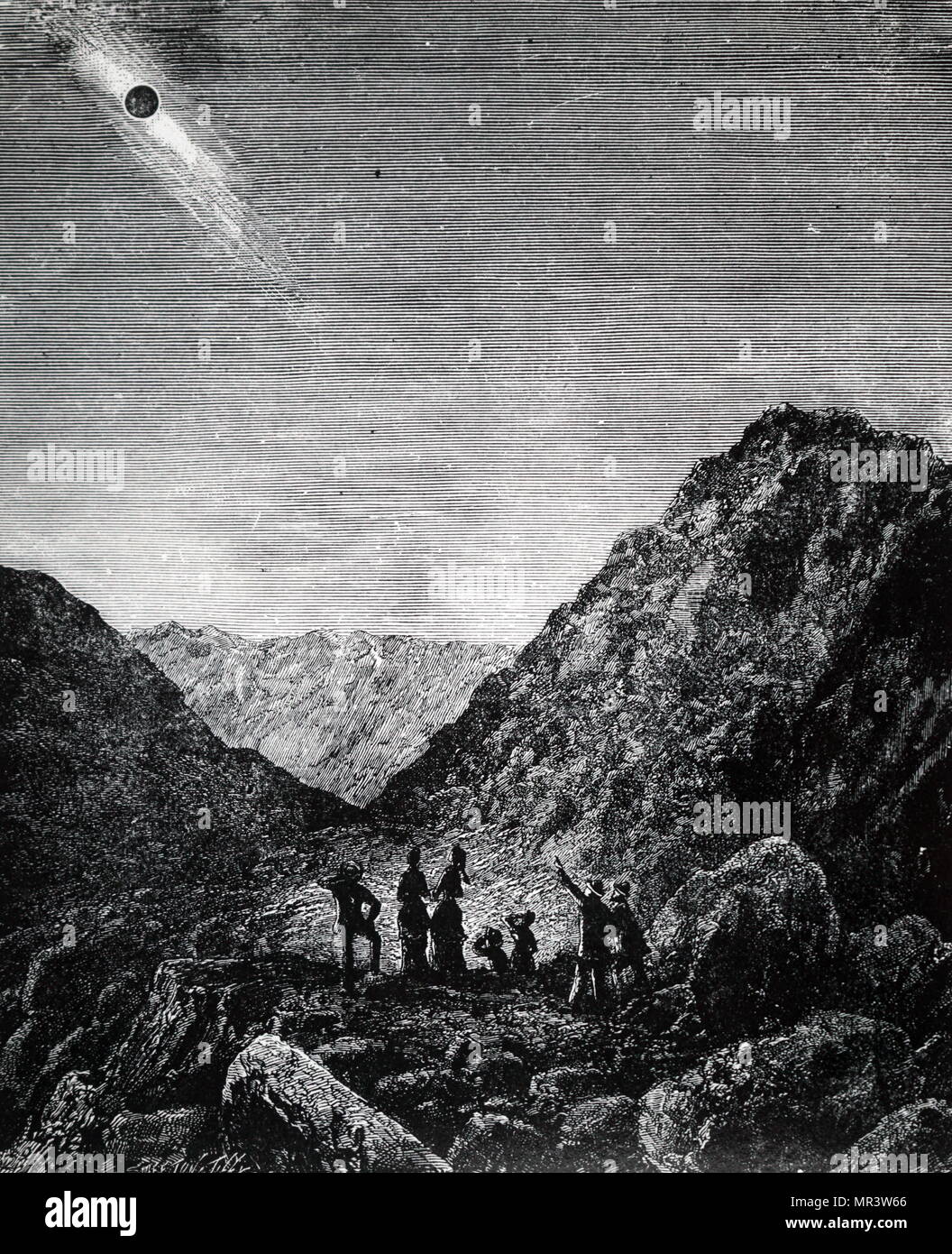 Engraving depicting the solar eclipse of 1878 as observed from Colorado ...