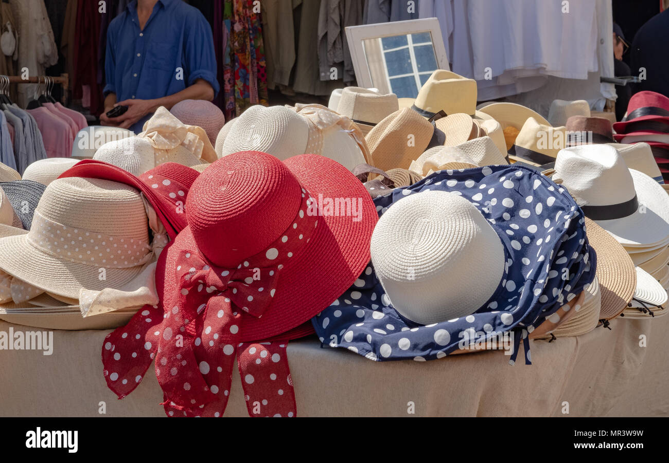 Selection of woman's summer hats together with some men's hats seen at ...
