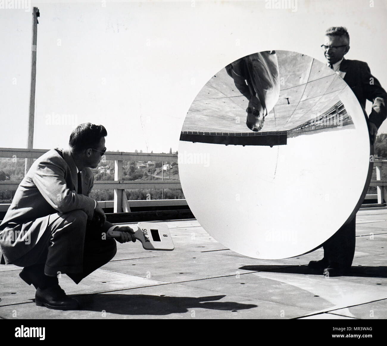 Photograph of a new type of mirror for space flights. Dated 20th ...