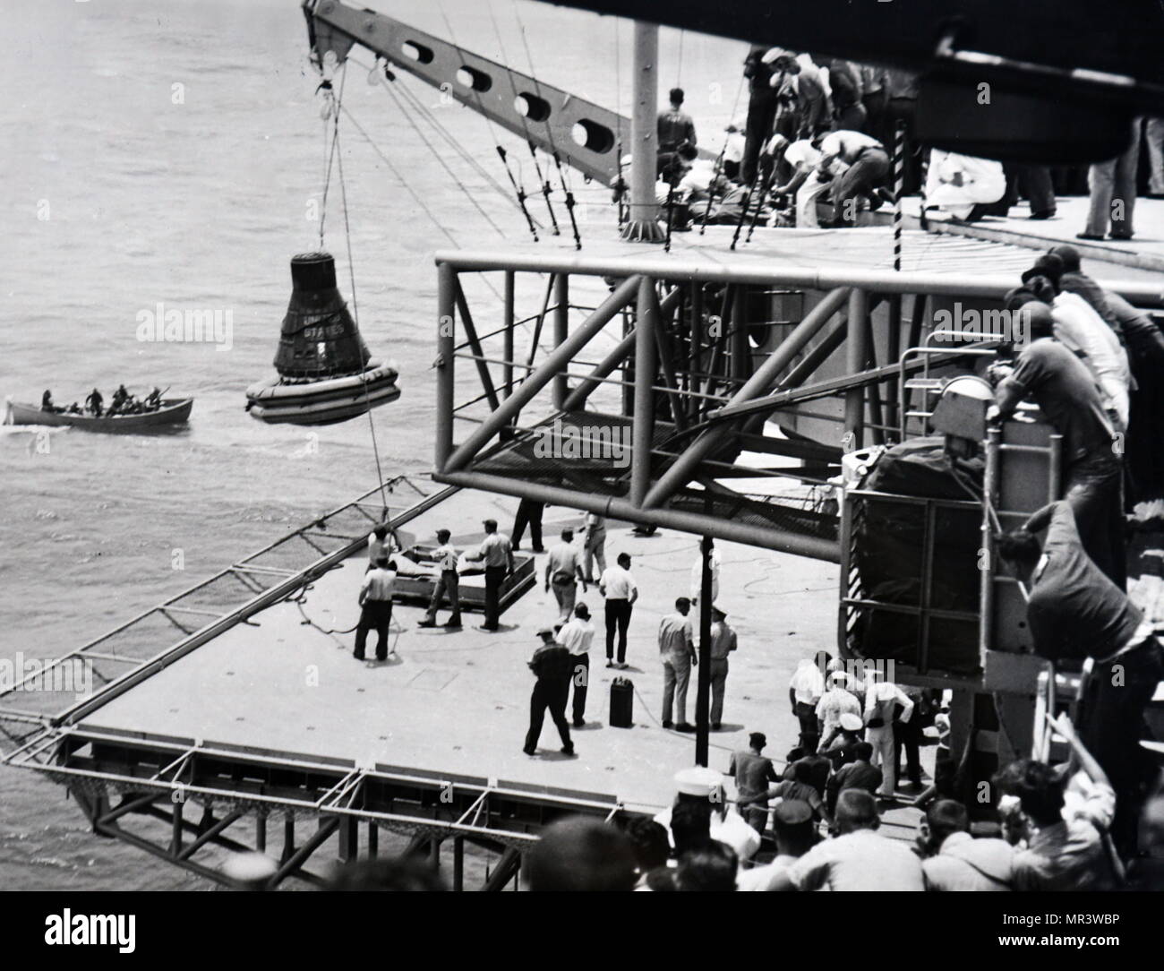 Photograph of the recovery sigma 7 which housed crew members of Mercury ...