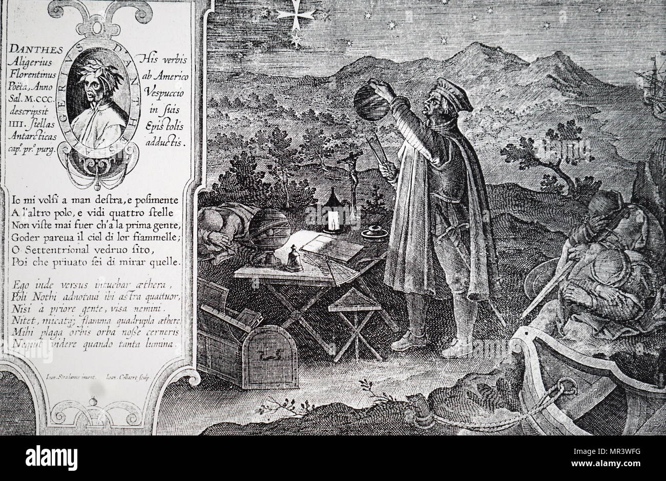 Engraving depicting Amerigo Vespucci (1454-1512) an Italian explorer ...