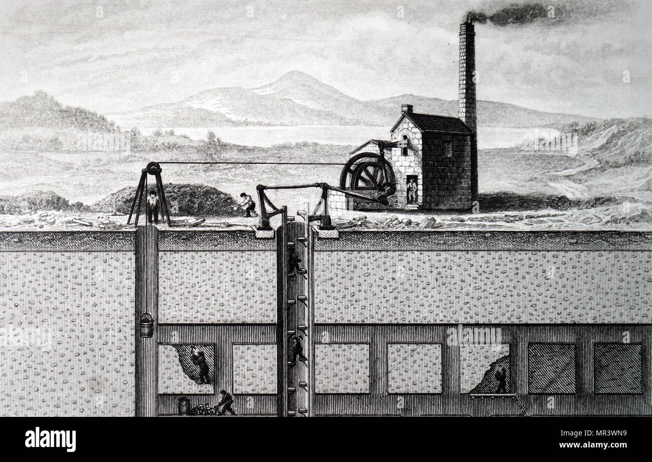 Mining mine 19th century cross section hi-res stock photography and ...