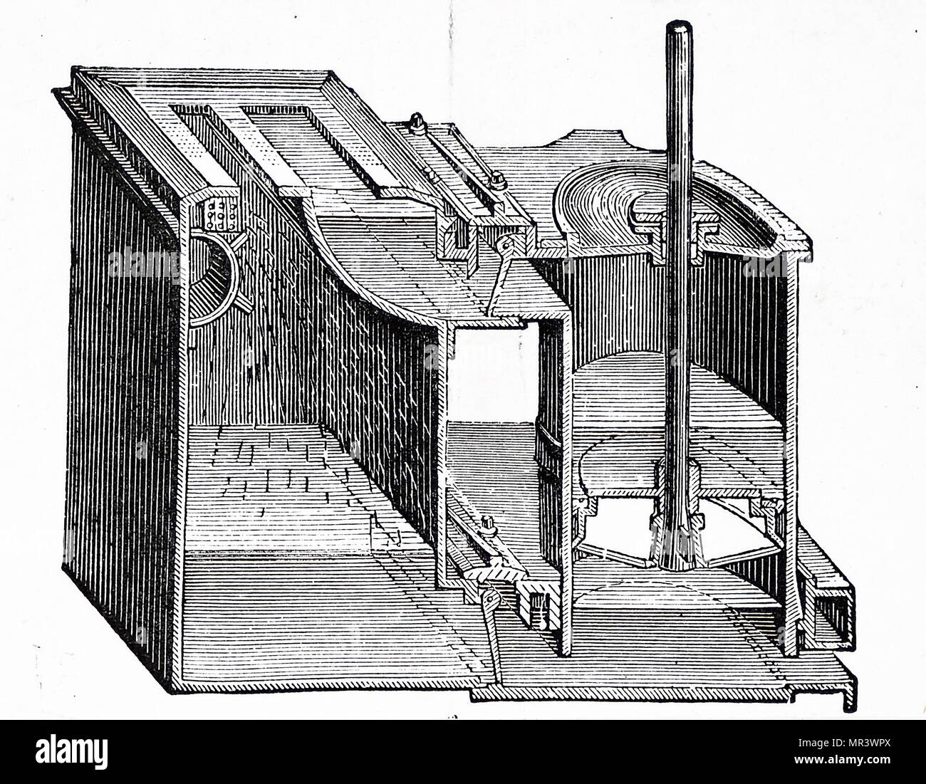 Illustration depicting a condenser and air-pump. Here the water ...